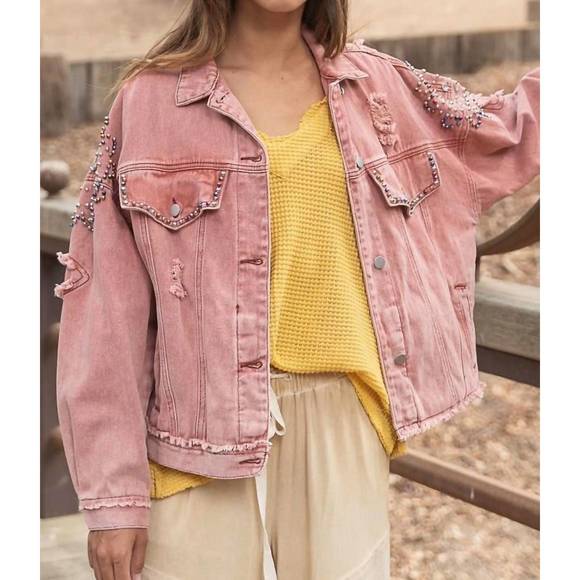 POL | Jackets & Coats | New Pol Multi Color Studded Denim Jacket In ...